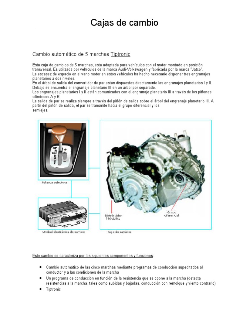 Funcionamiento de la Transmisión Tiptronic | PDF | Transmisión ...