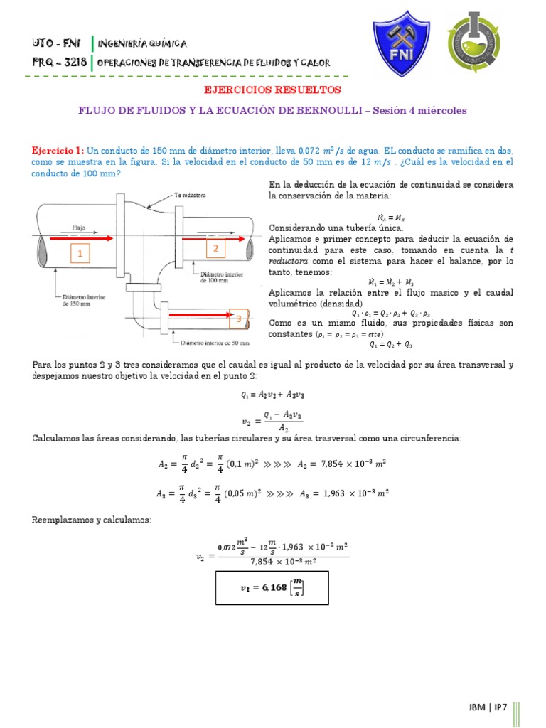 Ejercicios Resueltos - Ecuación de Bernoulli y Continuidad - Wedn | PDF | Cantidades fisicas ...