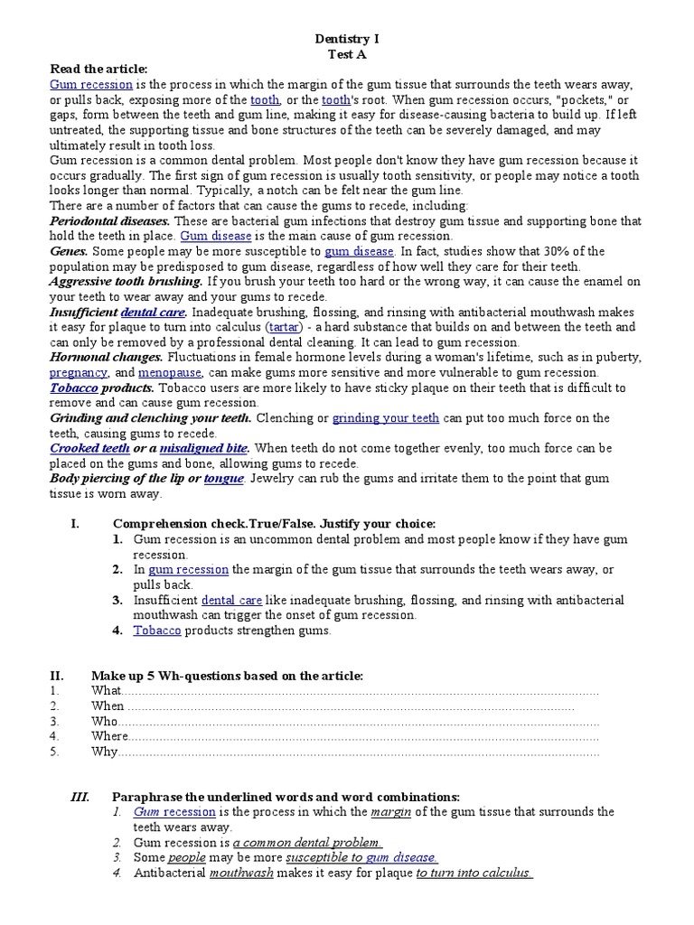 Gum Recession, Tooth Wear | PDF | Human Tooth | Oral Hygiene