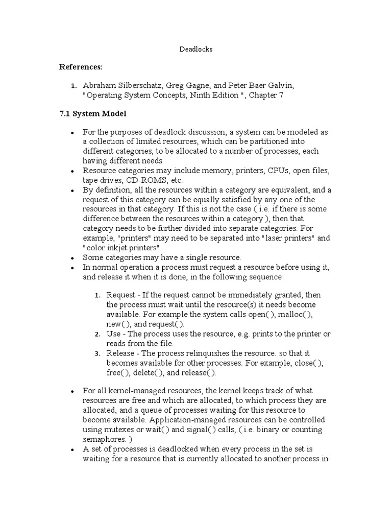 References:: Deadlocks | PDF | Process (Computing) | Computer Programming