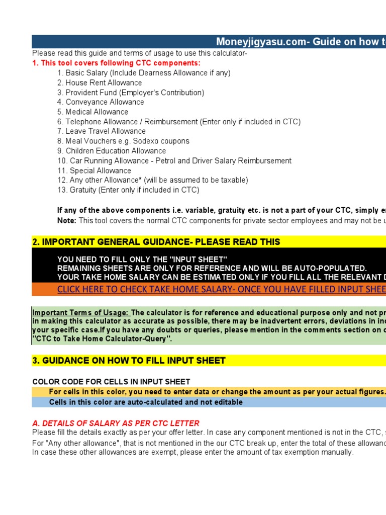 Click Here To Check Take Home Salary-Once You Have Filled Input Sheet ...