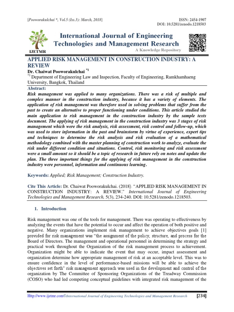 Applied Risk Management in Construction | PDF | Risk Management | Risk