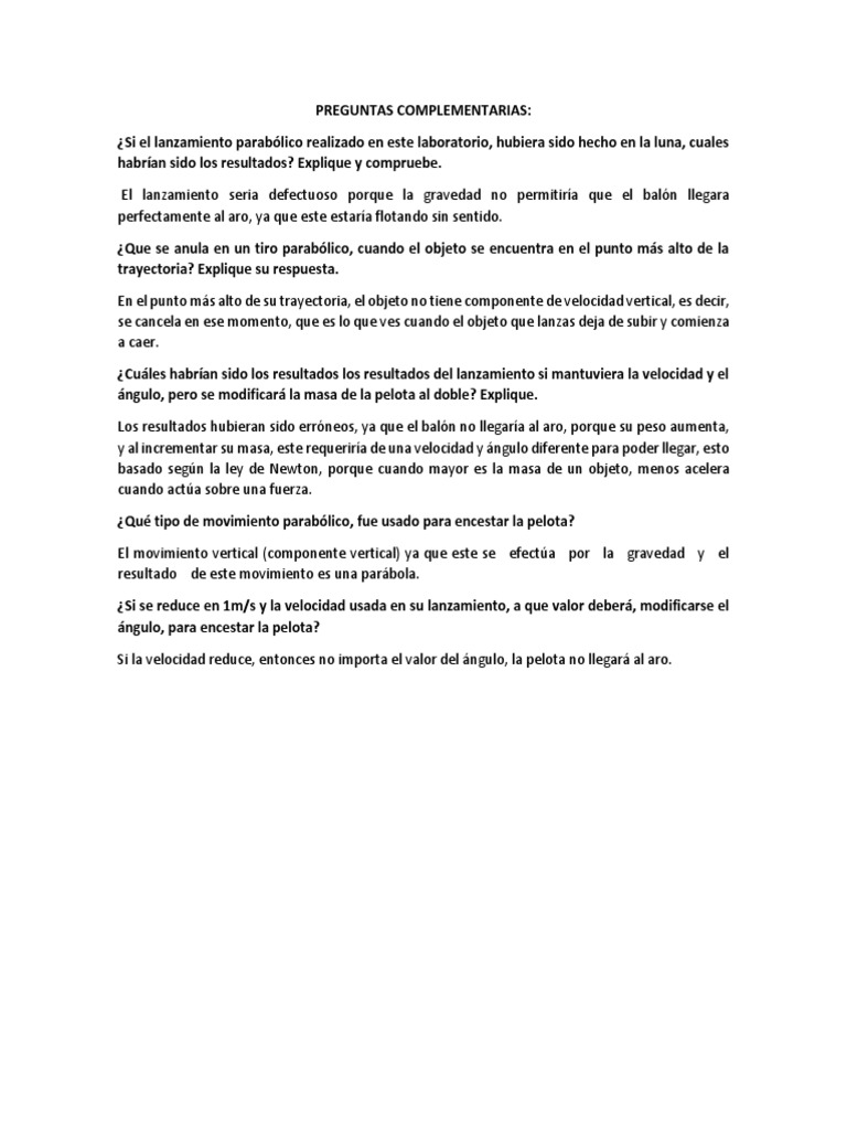 Preguntas Complementarias | PDF