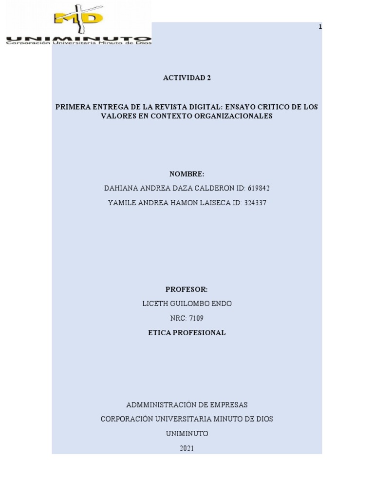Actividad 2 Etica Profesional | PDF | Axiología | Moralidad
