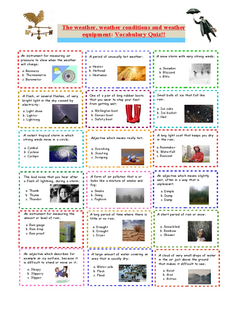The Weather - Vocabulary Quiz | PDF | Blizzards | Rain