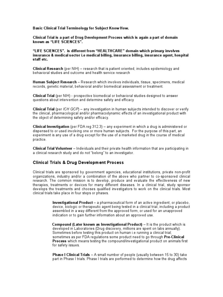Basic Clinical Trial Terminology | PDF | Phases Of Clinical Research ...