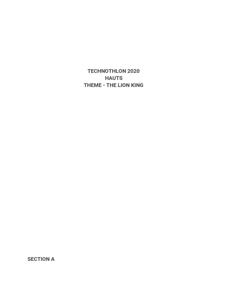 Technothlon 2020 Hauts Theme - The Lion King | PDF | Geometry ...