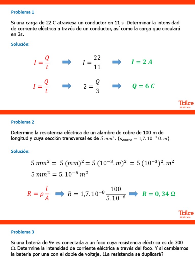 FÍSICA SEMESTRAL II UNI - EJERCICIOS DE ELECTROCINÉTICA (PRÁCTICA) | PDF | Corriente eléctrica ...