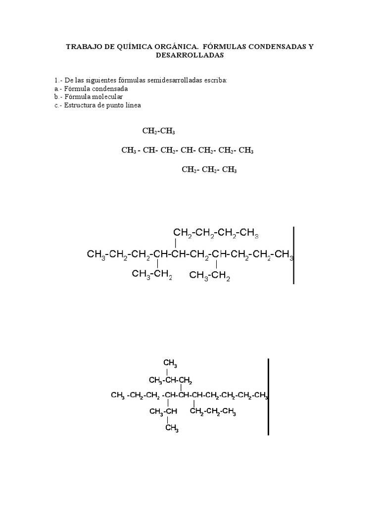 Fórmulas Condensadas y Desarrolladas en Química | PDF | Métodos y ...