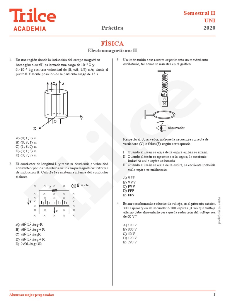 Física Semestral II Uni - Ejercicios de Electromagnetismo II | PDF ...