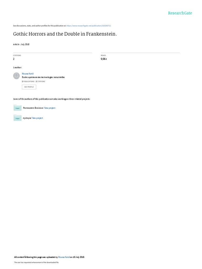 Gothic Horrors and The Double in Frankenstein | PDF | Gothic Fiction ...