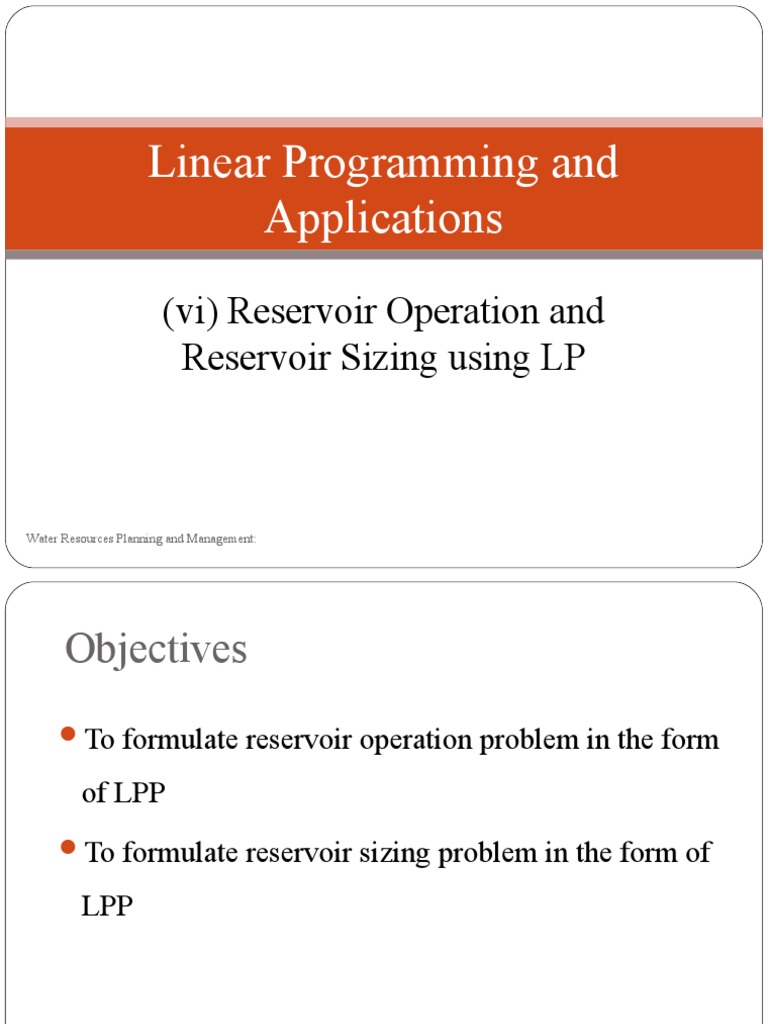 Optimal Reservoir Operation and Sizing Using Linear Programming | PDF ...