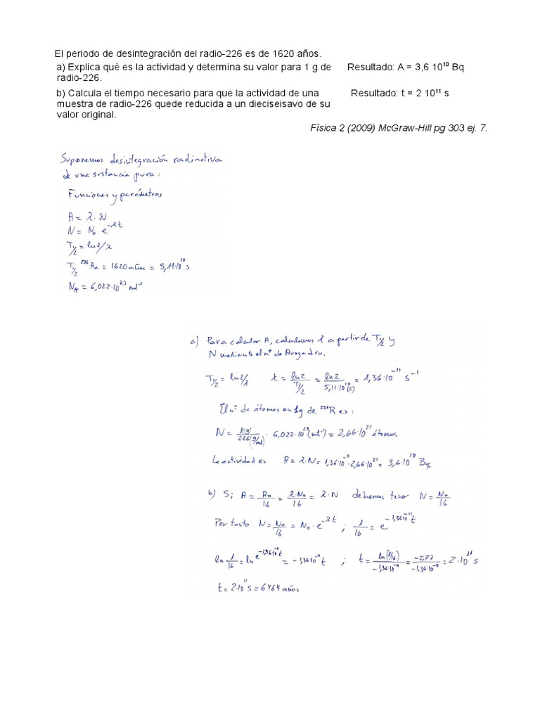 Actividad y desintegración del radio-226 | PDF | Ciencia y matemáticas