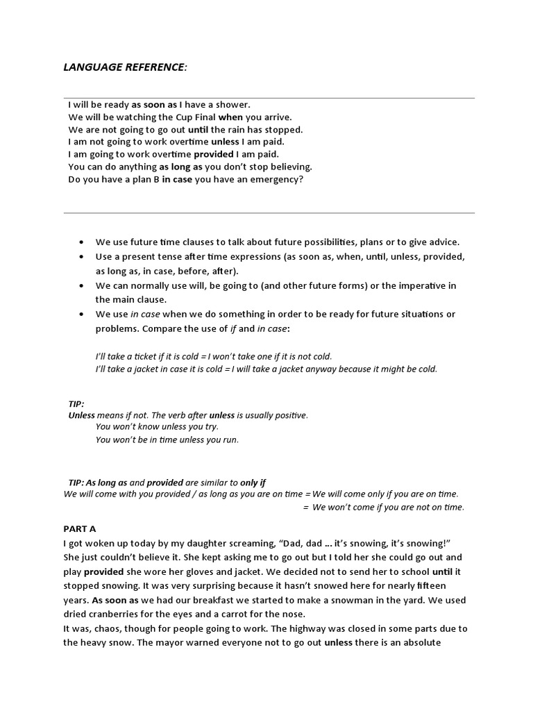 Unit 2B Future Time Clauses and Conditionals S | PDF
