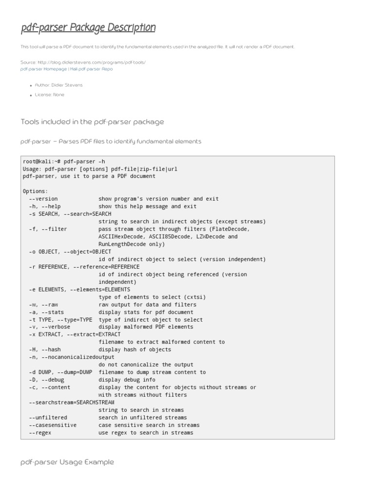 PDF-Parser Tool Overview | PDF | Computer Science | Computer Programming