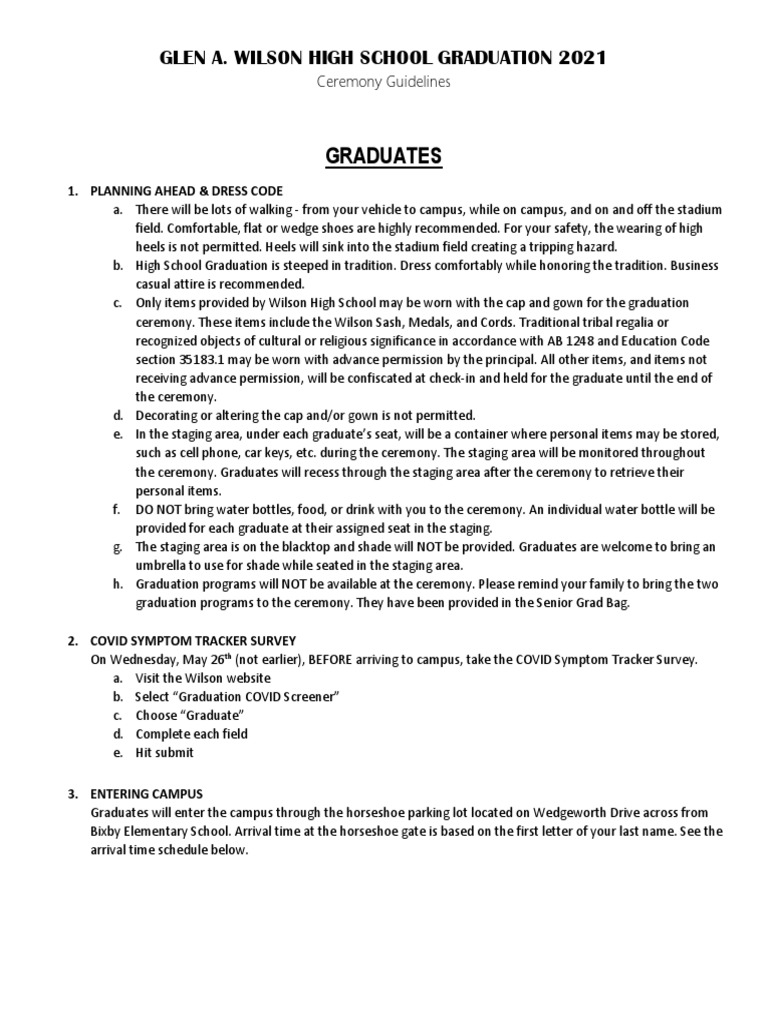 2021 Graduation Ceremony Guidelines For Seniors | PDF | Clothing