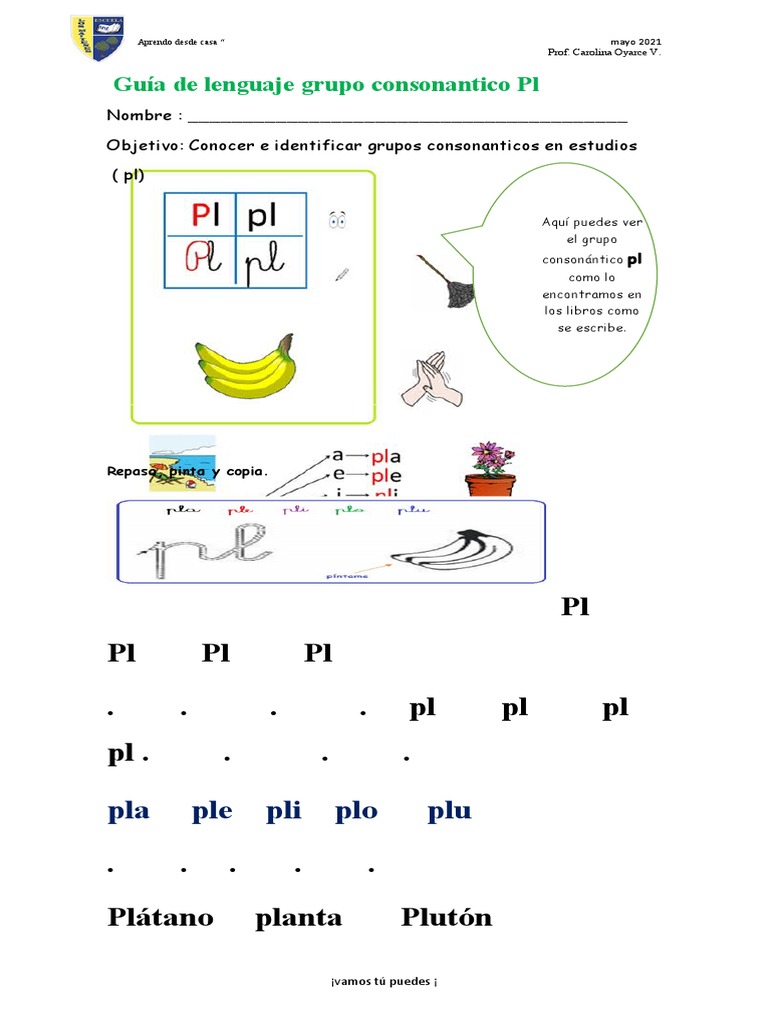 Guía de Lenguaje Grupo Consonantico PL | PDF | Naturaleza