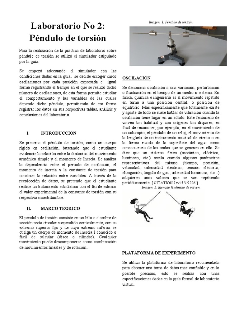 Pendulo de Torsion | PDF | Oscilación | Péndulo