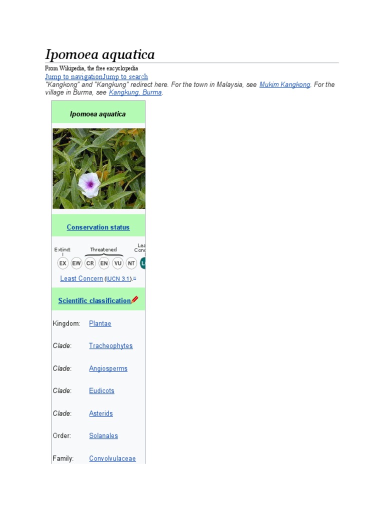 Ipomoea Aquatica: Jump To Navigation Jump To Search | PDF | Foods | Nature