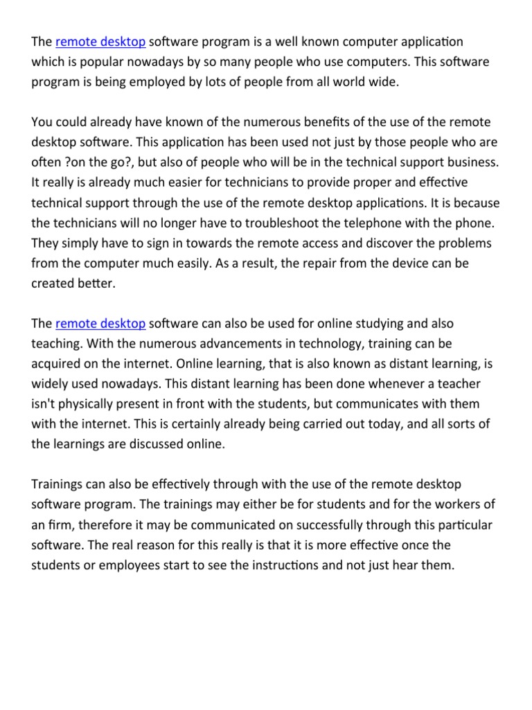 Remote Desktop As A Tool For Effective Training | PDF