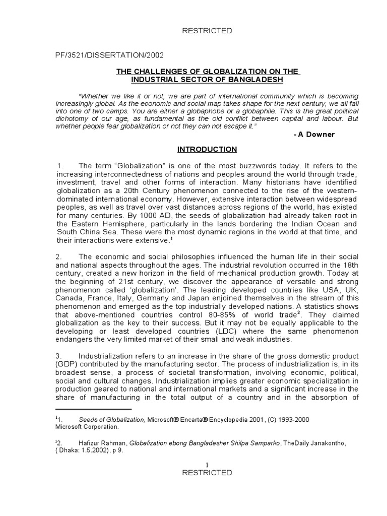 The Challenges of Globalization On The Industrial Sector of Bangladesh ...