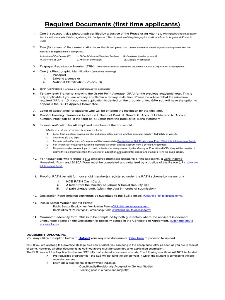 RequiredDocuments For SLB | PDF | Identity Document | Government