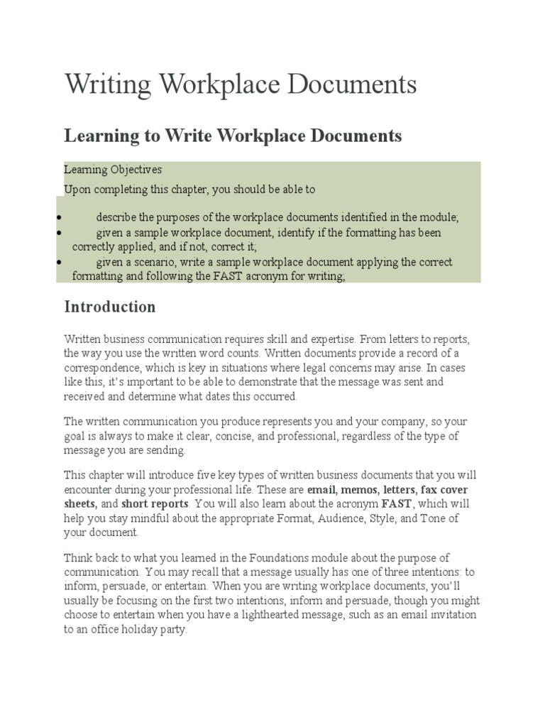 Writing Effective Paragraphs in Workplace Documents | PDF | Fax | News