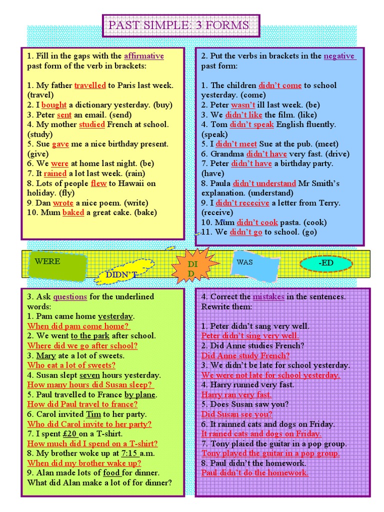 Past Simple Tense Exercises | PDF | Morphology | Linguistic Typology