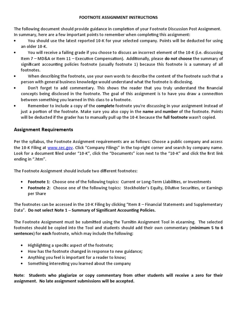 ACCT 3332 Footnote Assignment Instructions 4 | PDF | Form 10 K ...