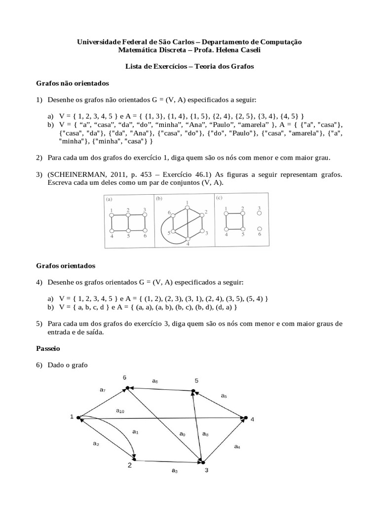 8.lista Teoria Dos Grafos | PDF | Teoria dos Gráficos | Vértice (teoria dos gráficos)