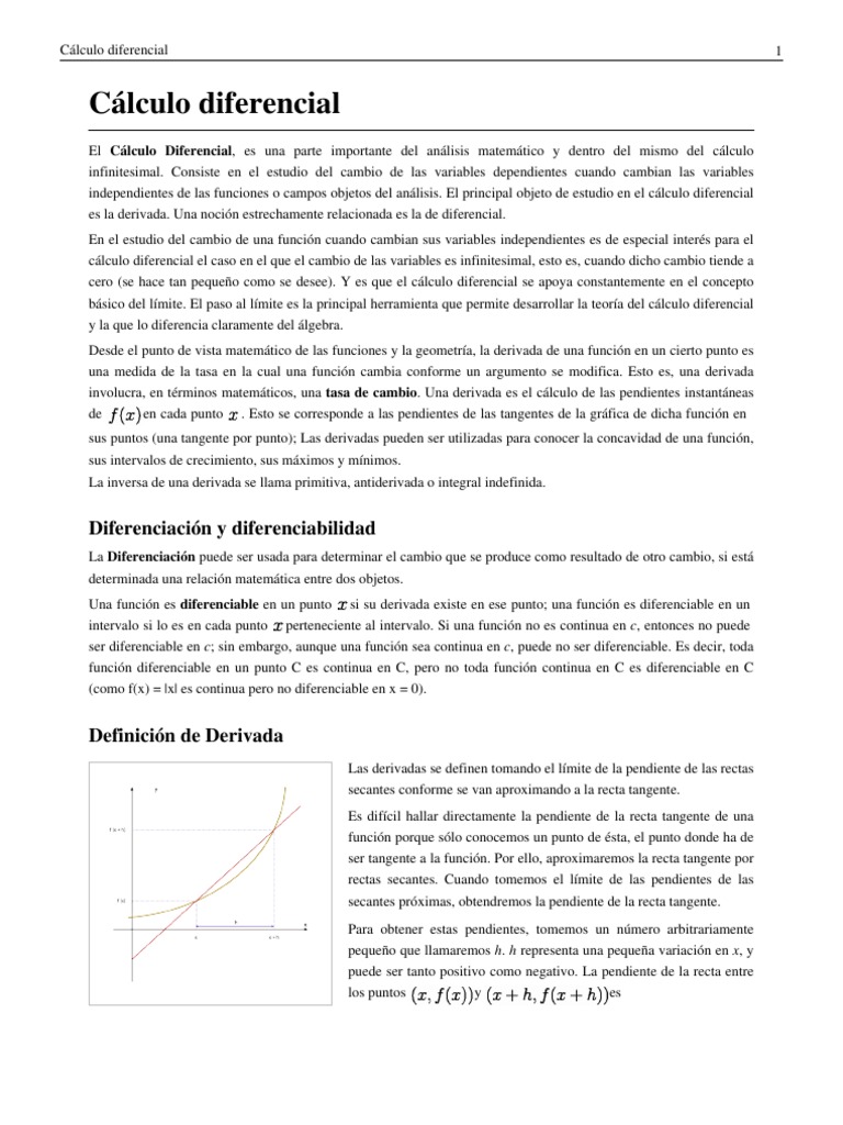 Calculo Diferencial - Wikipedia | PDF | Derivado | Calculo diferencial