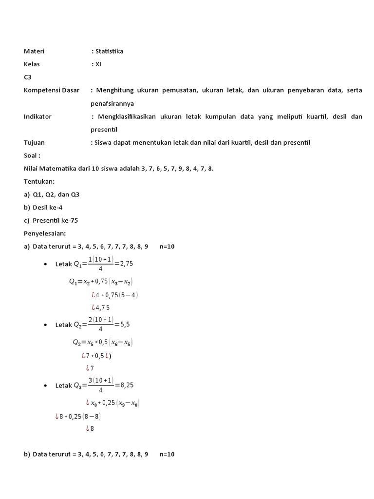 Soal C3 Statistika Kelas XI | PDF