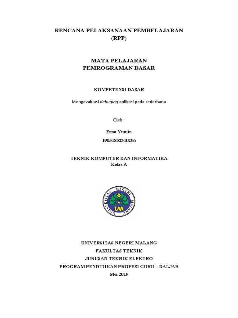 RPP Pemrograman Dasar KD 3 13 | PDF