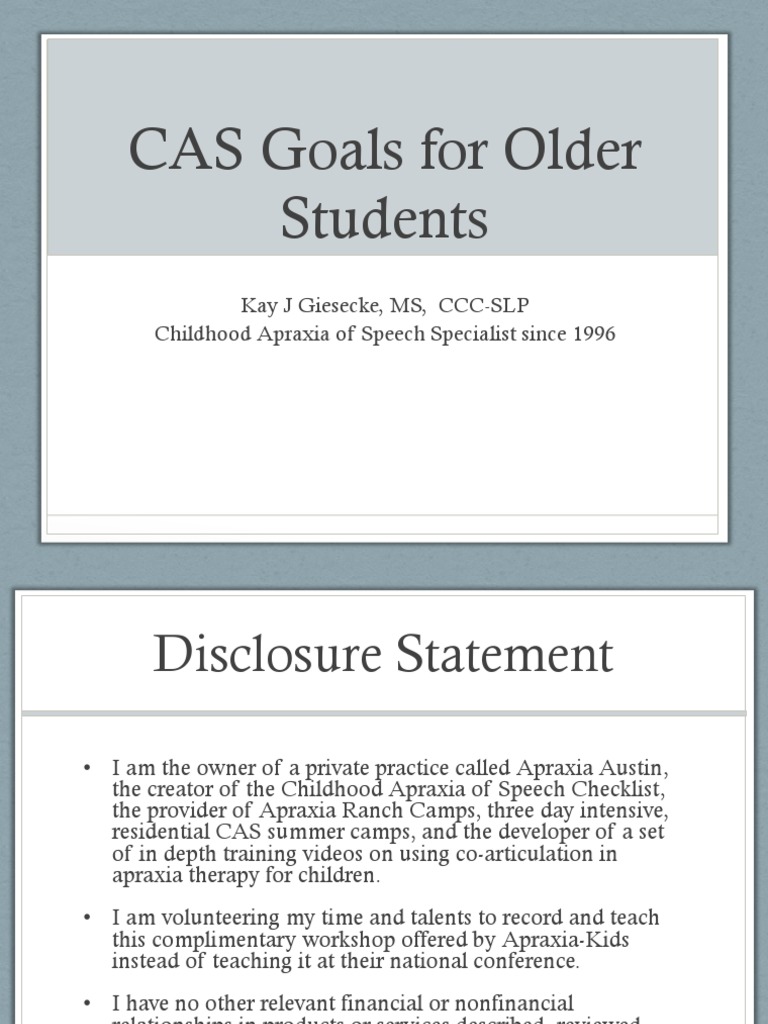 CAS Goals For Older Students Handouts | PDF | Consonant | Syllable