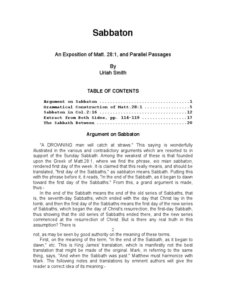 Smith - Sabbaton | PDF | Sabbath In Christianity | Grammatical Gender