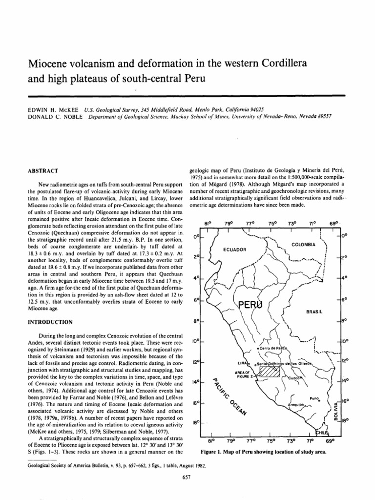 Miocene Volcanism in South-Central Peru | PDF | Lava | Clastic Rock