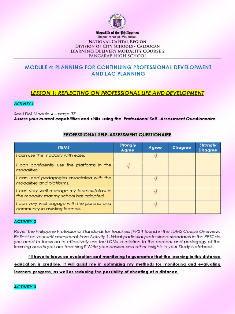Module 4: Planning For Continuing Professional Development and Lac ...