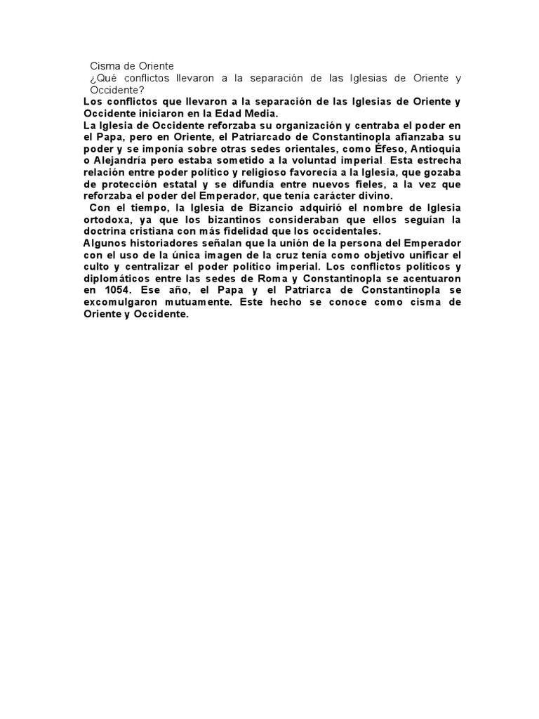 Cisma de Oriente | PDF
