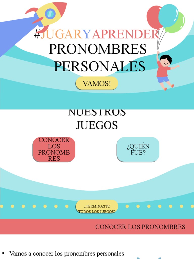 Juegos de Pronombres Personales | PDF | Artes del Lenguaje y ...