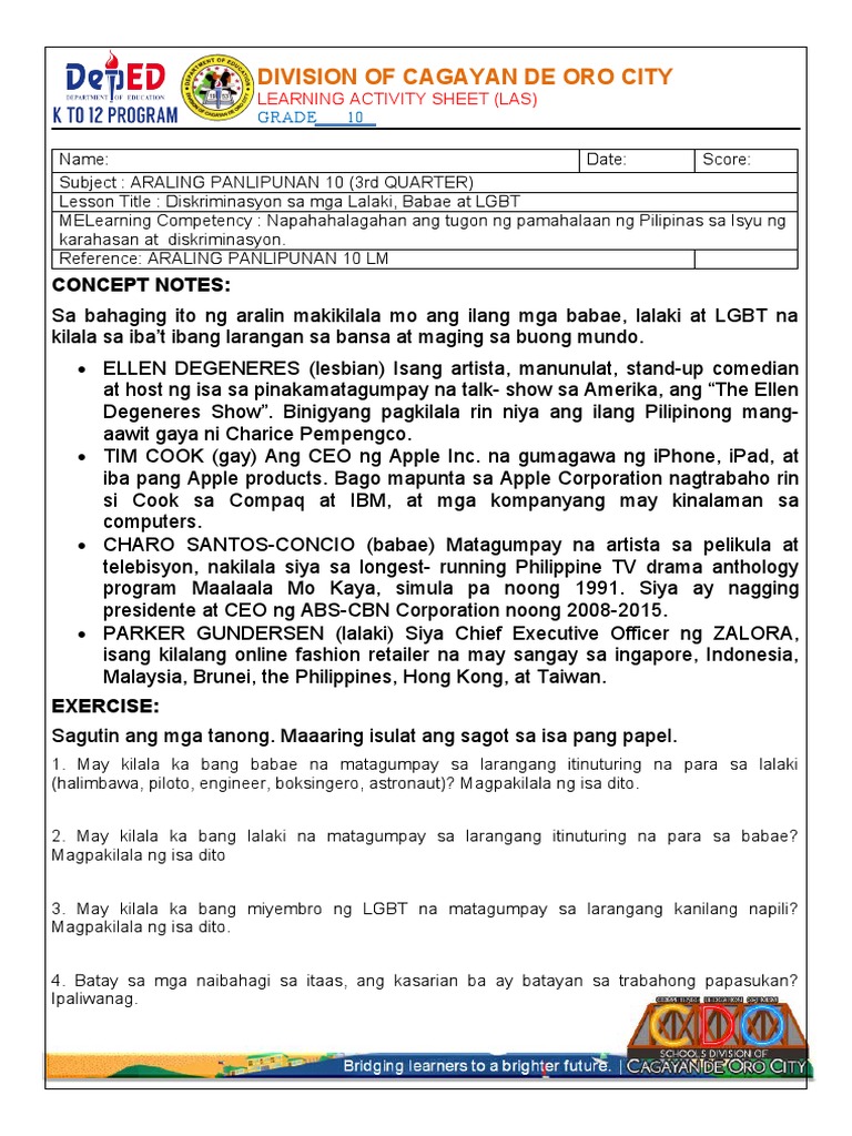 AP 10 3RD QTR LAS 3 Napapahalagahan | PDF