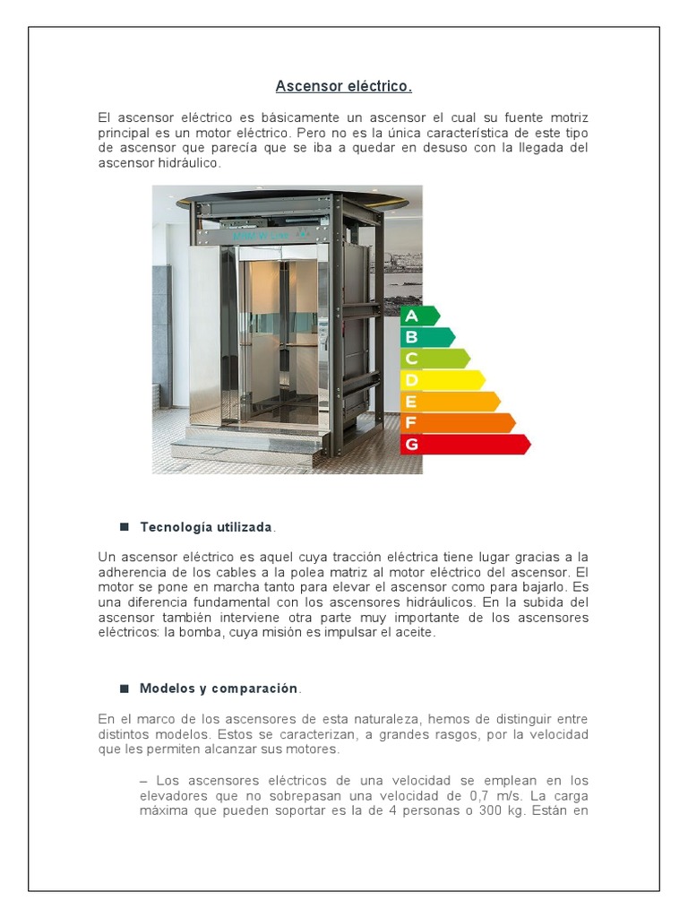 Ascensor Eléctrico | PDF | Ascensor | Transporte