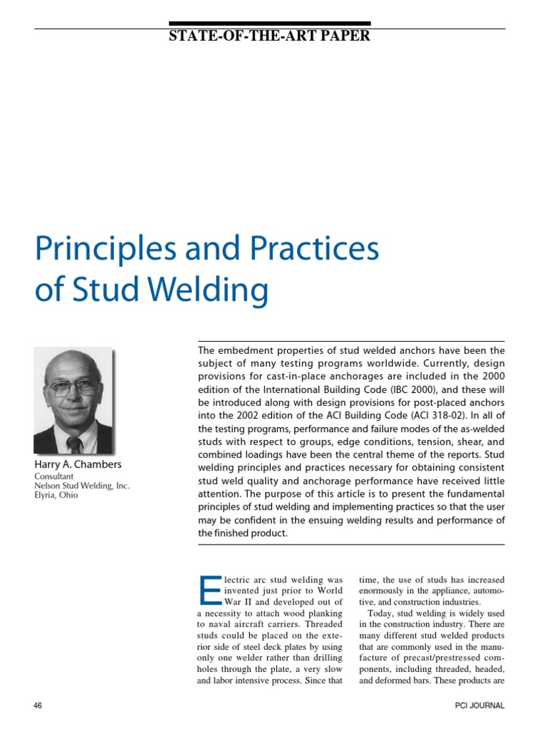 Principles And Practices Of Stud Welding State Of The Art Paper