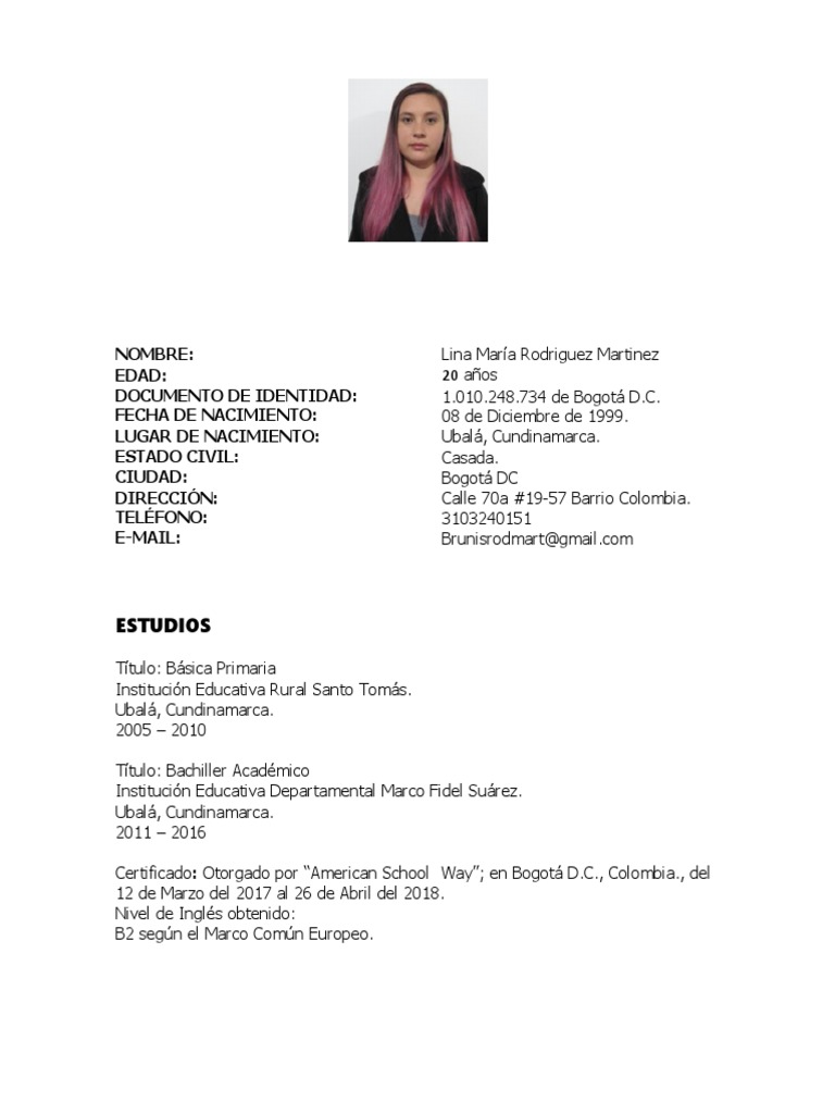 CV Lina Maria Actualizada | PDF | Bogotá | Centro de llamadas