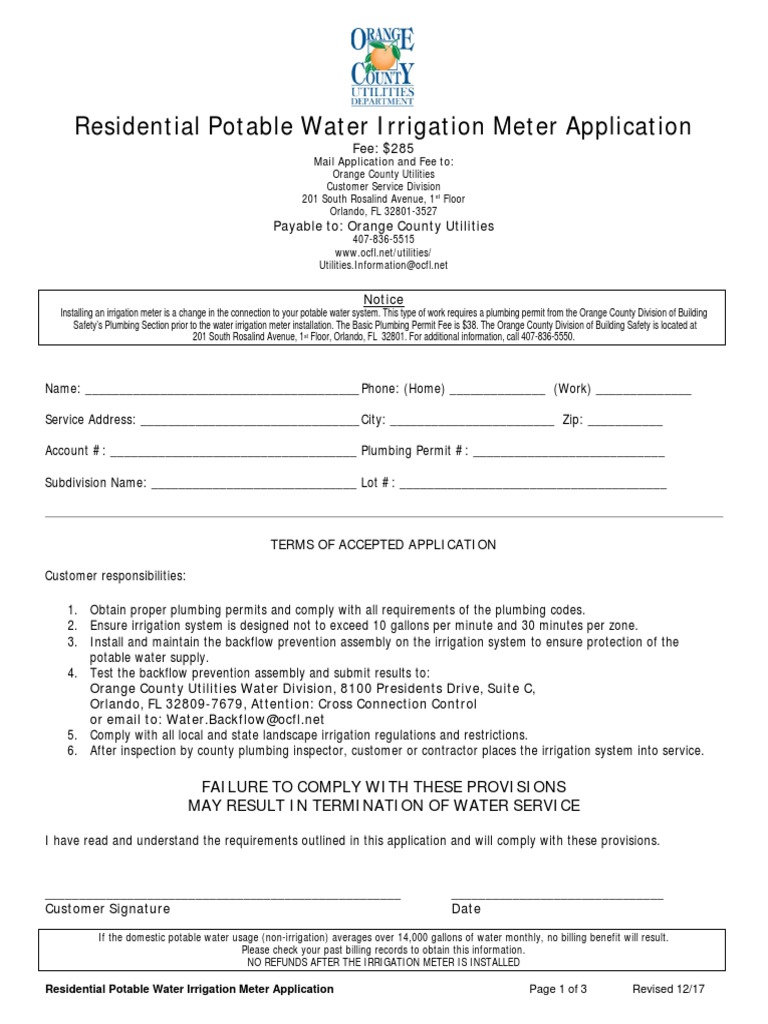 Residential Potable Water Irrigation Meter Application | PDF | Water ...