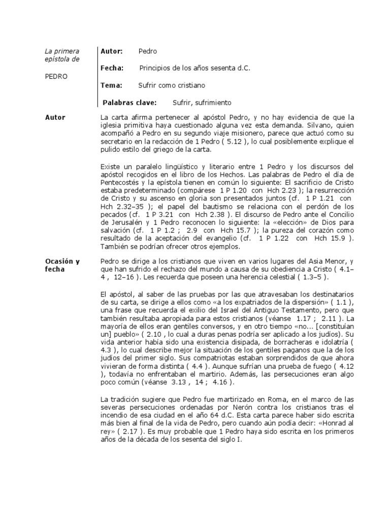1ra de Pedro | PDF | San Pedro | Cristo (título)