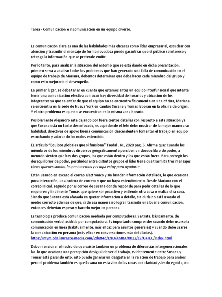 Comunicación - Incomunicación - en - Un - Equipo | PDF | Comunicación ...