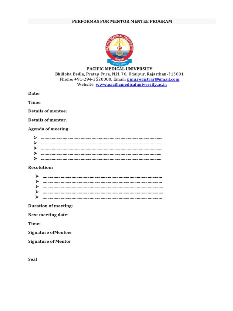 Log Book of Mentor - PMU | PDF | Business