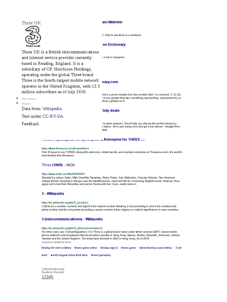 Three UK: Wikipedia Cc-By-Sa | PDF | Communication | Telecommunications