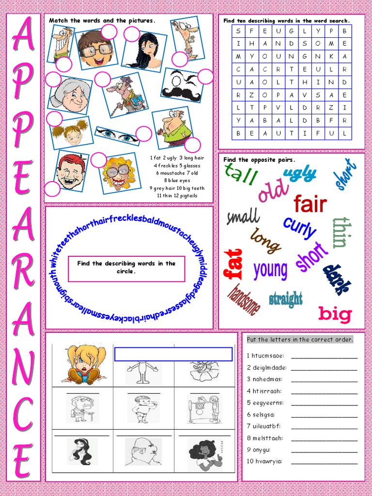 Appearance Vocabulary Exercises Fun Activities Games Icebreakers ...