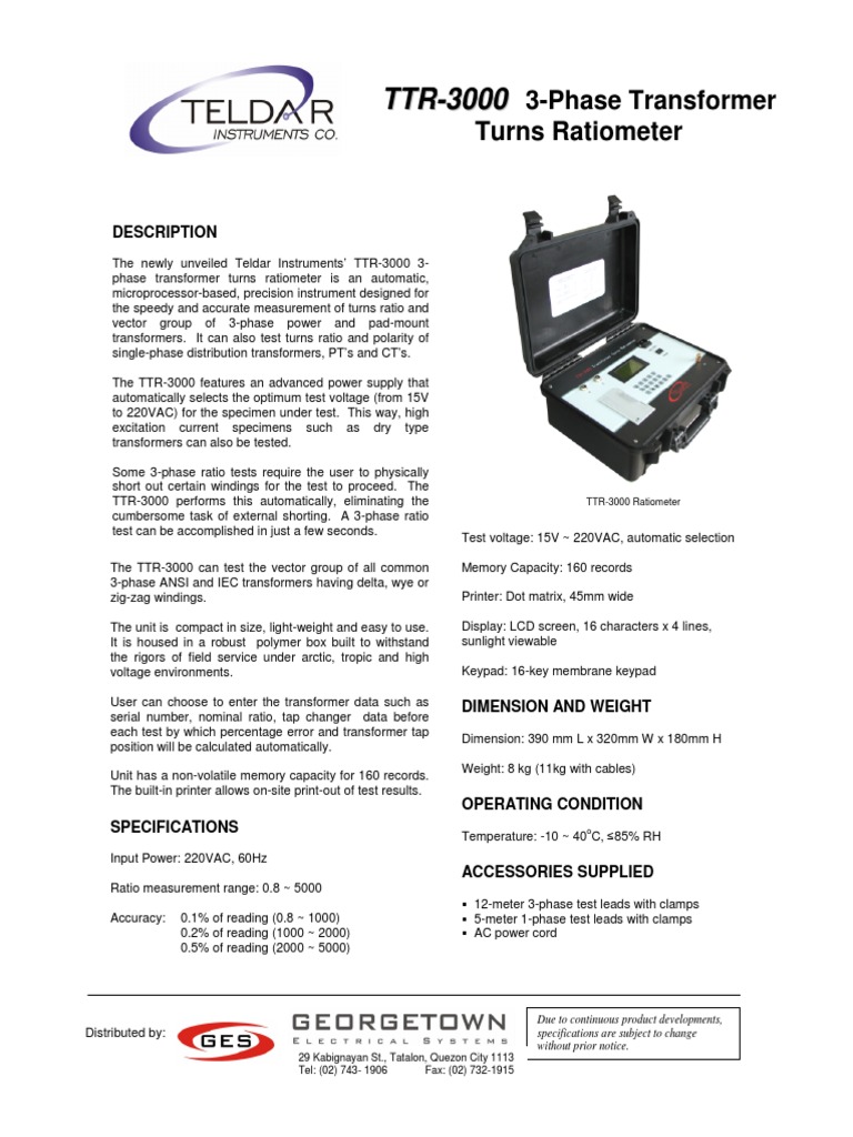 Teldar TTR 3000 | PDF | Power Engineering | Transformer